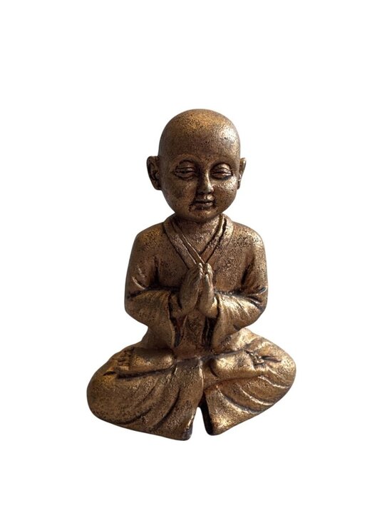 Art | Praying Meditating Monk Buddha Small Figure Statue Gold Tone ...